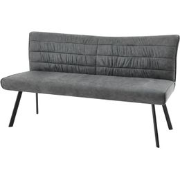 Sitzbank ByLiving "ROBBIE", anthrazit, schwarz, B:161cm H:90cm T:63cm, Stahl, Stoff, Sitzb&auml;nke, Sitzbank, Microfaser, bis 240 kg, Taschenfederkern, Steppung im R&uuml;cken, Keder