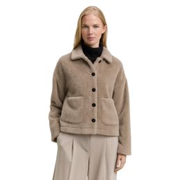 Boucl&egrave;jacke Tom Tailor, Damen, Gr. XL, soft taupe grau, Boucl&eacute;, Obermaterial: 54% Polyamid, 46% Polyester. Futter: 100% Polyester, unifarben, regular fit taillenbedeckt, gerader Abschluss, Jacken, mit Taschen