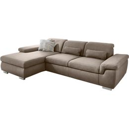 Ecksofa DIE PLANBAR "MP-IN17041 L-Form, Breite 325 cm", nougat, B:325cm H:85cm T:195cm, 100% Polyester, Sofas, Ecksofa, mit Sitztiefenverstellung, optional Kopfteilverstellung & Bettfunktion