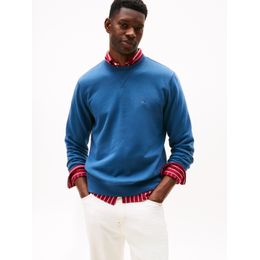 Sweatshirt Tommy Hilfiger "ESS SEASONAL FLEECE CREWNECK mit Rundhals und Stickerei", Herren, Gr. S, aegean sea, Sweatware, Obermaterial: 60% Baumwolle, 40% Polyester, normal h&uuml;ftlang, Rundhals, elastischer Bund, Sweatshirts Sweatshirt, unifarben, casual, regular fit, Baumwollmix, Rundhals
