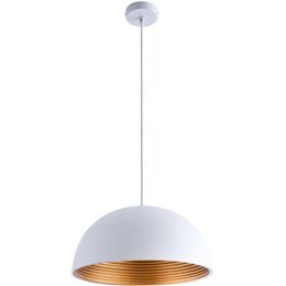 Paco Home Pendelleuchte "SAWYER", wei&szlig; (wei&szlig;, gold), 1, &Oslash; 40,5cm H: 175cm, Leuchten, H&auml;ngelampe Esszimmer K&uuml;chenlampe H&auml;ngend 1,5m Textilkabel &Oslash; 40,5cm, Pendelleuchte