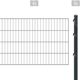 Einstabmattenzaun Arvotec "ESSENTIAL 80 zum Aufschrauben", grau (anthrazit), H:80cm, Kunststoff, Stahl, Zaunelemente, Zaunh&ouml;he 80 cm, Zaunl&auml;nge 2 - 60 m