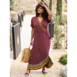 sheego Damen Druckkleid, Rot, Gr. 52, Strandmode, Material: Viskose