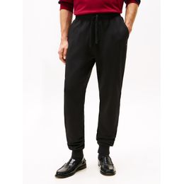 Jogginghose Tommy Hilfiger "ESSENTIAL TERRY", Herren, Gr. M, N-Gr, schwarz, Web, Obermaterial: 100% Baumwolle, regular fit lang, Hosen Jogginghose, elastischer Bund, regular fit, B&uuml;ndchen am Bein