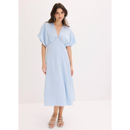bonprix Midikleid aus gl&auml;nzendem Satin, blau, Gr.48, elegantes Midikleid im Empire-Stil