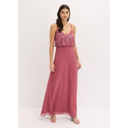 bonprix Abendkleid mit Paillettenstickerei, pink, Gr.46, Modern und feminin: Tr&auml;gerkleid aus feinem Chiffon mit Paillettenstickerei im Oberteil und verstellbaren Tr&auml;gern