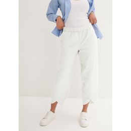 bonprix 3/4-Hose aus leichtem Leinen-Mix, wei&szlig;, Gr.50, Weit geschnittene Hose mit Leinen und Seitenschlitze die f&uuml;r mehr Weite sorgen, aus Leinen