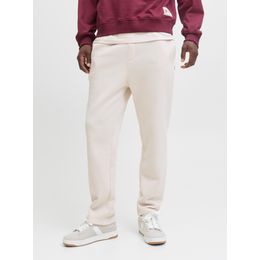 Jack & Jones Sweathose JACK & JONES "JPSTKANE BRADLEY UNCUFFED SWT PANTS NOOS", Herren, Gr. XS, N-Gr, gelb (moonbeam), angeraute Sweatware, Obermaterial: 65% Polyester, 35% Baumwolle, unifarben, relaxed fit lang, Hosen Sweathose, Materialmix, relaxed fit