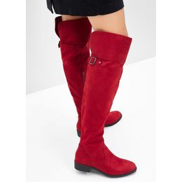 bonprix Overknee Stiefel, rot, Gr.38, Edel, stilvoll und bequem: die Overkneestiefel aus Velourslederimitat, aus Vegan