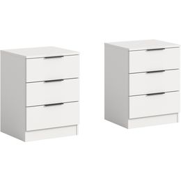 Nachtkommode Home Affaire "Skarde 2 Nachttische, jeweils Breite: 45 cm", wei&szlig;, B:45cm H:60cm T:40cm, Holzwerkstoff, Sideboards, Skarde, 2er Set Nachtkommoden, 3 Schubk&auml;sten, wei&szlig;