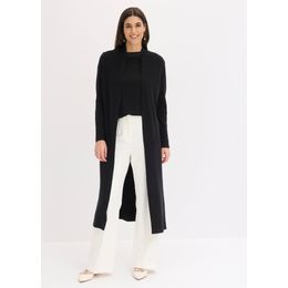 bonprix Longstrickjacke mit Viskose, schwarz, Gr.44/46 (L), elegante Longstrickjacke