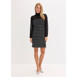bonprix Minikleid aus Boucl&eacute; mit Chiffon &Auml;rmeln, schwarz, Gr.38, Stylisches Kleid mit toller Passform