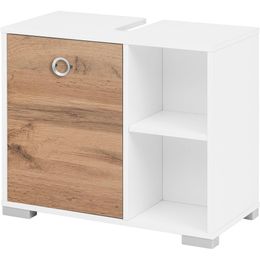 Waschbeckenunterschrank Welltime "Kimi, Breite 65,3 cm", wei&szlig;, eiche landhaus, B:65,3cm H:57,5cm T:33,1cm, FSC-zertifizierter Holzwerkstoff, Schr&auml;nke, Waschbeckenunterschrank, Made in Germany