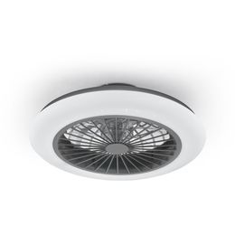 REALITY LEUCHTEN LED Deckenleuchte "Stralsund Deckenventilator", schwarz (schwarz matt), 1, &Oslash; 50cm H: 16,8cm, 1 Stk., Leuchten, Deckenlampe, Ventilator, Fernbedienung, Ventilator getrennt schaltbar, LED Deckenleuchte