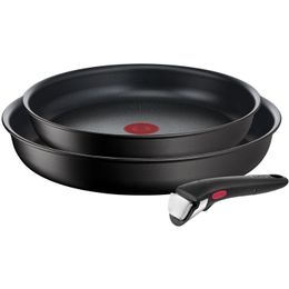 Pfannen-Set Tefal "Ingenio Unlimited, Pfannenset abnehmbarer Griff, Antihaftversiegelung", schwarz, &Oslash;:26cm, Pfannen, stapelbar, platzsparend, einfache Reinigung, Induktion, L76390