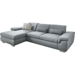 Ecksofa DIE PLANBAR "MP-IN17041 L-Form, Breite 325 cm", grau (steel), B:325cm H:85cm T:195cm, 100% Polyester, Sofas, Ecksofa, mit Sitztiefenverstellung, optional Kopfteilverstellung & Bettfunktion