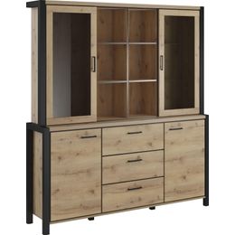 Buffet Home Affaire "Aktiv", braun (taurus, schwarz mat), B:180cm H:200cm T:40,5cm, Dekorfolie, FSC-zertifizierter Holzwerkstoff, MDF, Schr&auml;nke, Buffet, (B/T/H): 180/40,5/200 cm