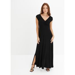 Maxikleid bonprix, Damen, Gr. 36/38 (S), N-Gr, schwarz, Obermaterial: 95% Viskose, 5% Elasthan, loose fit, Kleider Maxikleid, f&uuml;r modernen Look, aus Viskose und Elasthan, lockere Passform