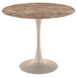Esstisch ACTONA GROUP "Malta", braun aberta, grau, braun aberta, B:90cm H:75cm T:90cm, Tische, Esstisch, Keramik-Tischplatte, Trompetenfu&szlig;, K&uuml;chentisch rund, &Oslash; 90 cm, 3 Farben