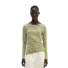 Marc O'Polo Langarmshirt MARC O'POLO "aus Organic-Cotton-Slub-Jersey", Damen, Gr. L, bright gr&uuml;n, Obermaterial: 100% Baumwolle, gestreift, Basic, regular fit, U-Boot-Ausschnitt, normaler Saum, Shirts Langarmshirt