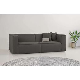 3-Sitzer OTTO HOME "Tammie", grau (gray), B:222cm H:73cm T:93cm, 100% Polyester, Sofas, Breite 222 cm, Webstoff fein, bodentief, mit Wellenunterfederung