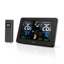 Hama Wetterstation "Wetterstation Funk mit Au&szlig;ensensor Wettervorhersage USB-Ladefunktion", schwarz, Wetterstationen