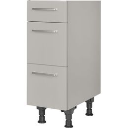 Unterschrank Nobilia "Touch", vormontiert, mit h&ouml;henverstellbaren Sockelf&uuml;&szlig;en, in den", grau (front: lacklaminat steingrau supermatt, korpus: steingrau), B:30cm H:87cm T:58,3cm, Schr&auml;nke, Unterschrank, Breiten 30, 45, 60 und 90 cm, mit Schubkasten und Ausz&uuml;gen