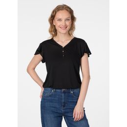V-Shirt Ragwear, Damen, Gr. S, schwarz, Jersey, Obermaterial: 60% Polyester, 40% Viskose, unifarben, normal, V-Ausschnitt, Shirts