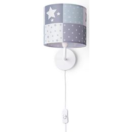 Paco Home Wandleuchte "Cosmo 345", wei&szlig;, 1, &Oslash; 18cm H: 26,5cm, Leuchten, Kinderlampe Wandlampe Schalter &Oslash; 18cm Sterne Punkte Kabell&auml;nge 3m E14, Wandleuchte