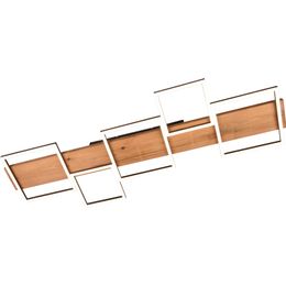 Trio LEUCHTEN LED Deckenleuchte "Harper", schwarz (schwarz matt), 1, H: 7,5cm, 1 Stk., Leuchten, Deckenlampe aus Holz + Metall LED mit 3 Dimmstufen, warmwei&szlig;, 5700 Lm, LED Deckenleuchte