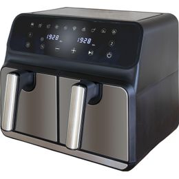 Unold Elektro UNOLD Hei&szlig;luftfritteuse "Doppelkammer TWIN ZONE 58685", schwarz, B:75,4cm H:32cm T:36,2cm, Fritteusen