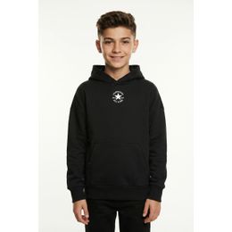 Kapuzensweatshirt Converse "f&uuml;r Kinder", M&auml;dchen, Gr. 128, schwarz, Sweatware, Obermaterial: 100% Polyester, unifarben, elastischer Bund, Sweatshirts, mit Kapuze, elastischer Bund, vielseitige Gr&ouml;&szlig;enwahl