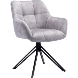 Drehstuhl Home Affaire "Soller", grau (grau, schwarz), B:63cm H:82cm T:60cm, St&uuml;hle, Drehstuhl, Luxus-Microfaser Bezug, 180 drehbar, Metallgestell, Topseller