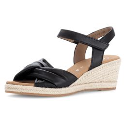 Keilsandalette Gabor "ATHEN", Damen, Gr. 40, schwarz, Nappaleder, unifarben, Schuhe, Riemchensandale, Sommerschuh mit Klettverschluss, G-Weite
