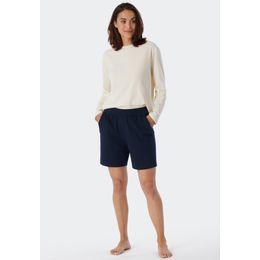 Pyjamahose Schiesser "Mix + Relax", Damen, Gr. 36, N-Gr, 803, dunkelblau, Single Jersey, Obermaterial: 95% Baumwolle, 5% Elasthan, kurz, Hosen Pyjamahose, elastischer Bund, meliert, bequem