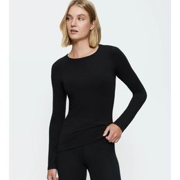 Langarmshirt Triumph "Beauty Layers LSL Top 04", Damen, Gr. M, schwarz, Single Jersey, Obermaterial: 48% Wolle, 48% Modal, 4% Elasthan, Basic h&uuml;ftlang, Rundhals, Shirts Langarmshirt, temperaturausgleichend