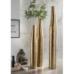 Faktorei Deko Pflanzs&auml;ule Flower 3 Aluminium ca.19x120x19 cm, bronze-gold skandinavische Deko Online Shop