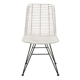Faktorei Rattan-Stuhl mit Metall Gestell wei&szlig; skandinavische Deko Online Shop