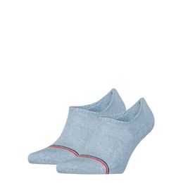 F&uuml;&szlig;linge Tommy Hilfiger "TH UNI TJ FOOTIE 2P ICONIC", Herren, Gr. 43-46, blau (light blau melange), Baumwollmischung, Socken, Mit eingestricktem Flag-Label