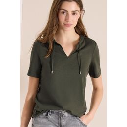 Tunikashirt Cecil, Damen, Gr. L (42), khaki, Web, 100% Baumwolle, unifarben, comfort fit normal, Rundhals, abgesteppt, Shirts, im Tunika-Style