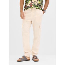 bonprix Cargo-Joggpants aus k&uuml;hlendem Leinen-Mix, beige, Gr.64, Coole Joggpants in klassischem Schnitt mit elastischem Bund, praktischen Taschen und l&auml;ssigem Look, aus Leinen
