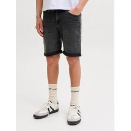 Jack & Jones Shorts JACK & JONES JUNIOR "JJIRICK bequem mit mittlerer Taille f&uuml;r Jungen", Jungen, Gr. 140, N-Gr, schwarz denim pack:am 363, Web, Obermaterial: 98% Baumwolle, 2% Elasthan, Abriebeffekte, regular fit knielang, Hosen Shorts, unifarben, modisch, regular fit, Web
