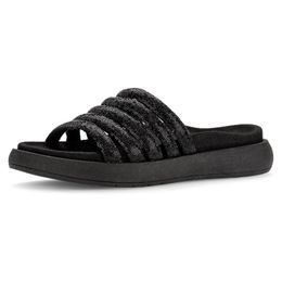 Pantolette Gabor, Damen, Gr. 40, schwarz, Textil, Schuhe Pantolette, Plateau, Sommerschuh, Schlappen in funkelnder Optik