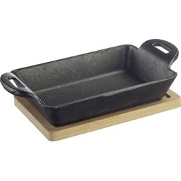 Grillpfanne Westmark "Tapas + Friends", schwarz, B:10,5cm H:5cm L:19,5cm, Pfannen, 300 ml, inkl. Bambus-Untersetzer