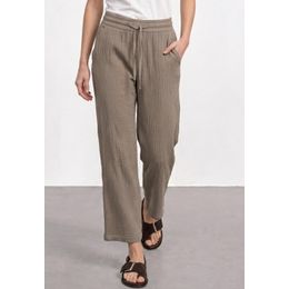 Stoffhose Street One, Damen, Gr. 40, L&auml;nge 26, schwarz tumbled beige, Web, 100% Baumwolle, unifarben, loose fit 7/8-L&auml;nge, Hosen Stoffhose, in 7/8-L&auml;nge