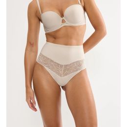Slip Triumph "Comfort Contour Highwaist String", Damen, Gr. M, beige, Microtouch, Obermaterial: 58% Polyamid, 42% Elasthan, Unterhosen Slip, flache formende Spitze