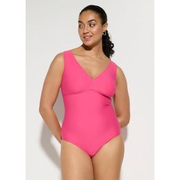 bonprix Medium Shape-Badeanzug mit V-Ausschnitt, pink, Gr.40, Shape-Badeanzug mit breiten Tr&auml;gern