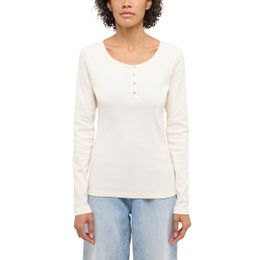 Langarmshirt Mustang "Damen Style Hope", Damen, Gr. M, sanftes wei&szlig;, Jersey, 100% Baumwolle, Rundhals, Shirts Langarmshirt
