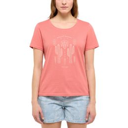 Kurzarmshirt Mustang "Damen Style Alma", Damen, Gr. L, rosa, Jersey, 100% Baumwolle, Rundhals, Shirts