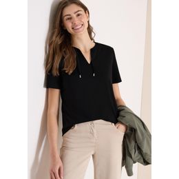 Tunikashirt Cecil, Damen, Gr. L (42), schwarz, Web, 100% Baumwolle, unifarben, comfort fit normal, Rundhals, abgesteppt, Shirts, im Tunika-Style